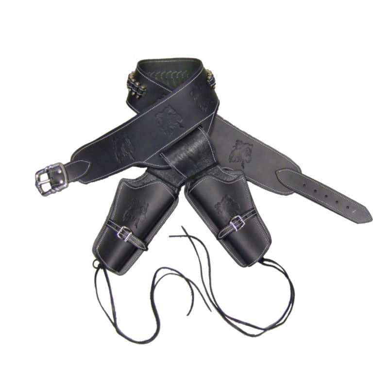 Black weapon belt for two revolvers incl. 24 bullets - Irongate Armory