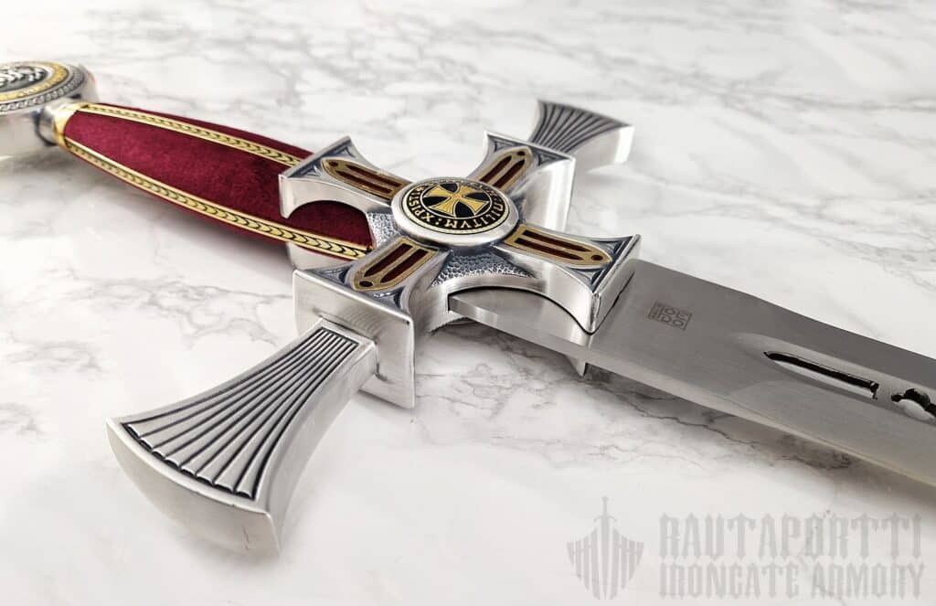 Templar Sword with gold damascene decoration - Irongate Armory
