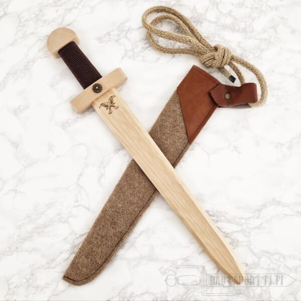 Wooden Viking Sword for Kids, with felt sheath and belt - Irongate Armory